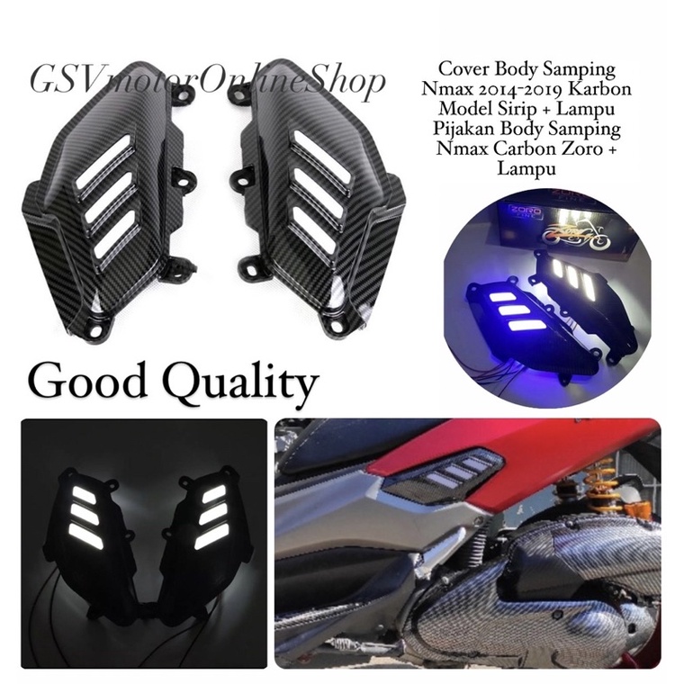 Jual Cover Body Samping Nmax Karbon Model Sirip + Lampu Pijakan Body ...