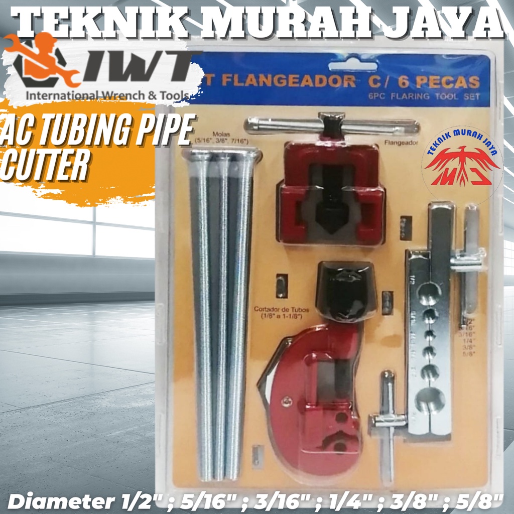 Jual IWT Flaring Tool Set 6 Pcs Pemekar Pipa Tembaga AC Tubing Cutter ...