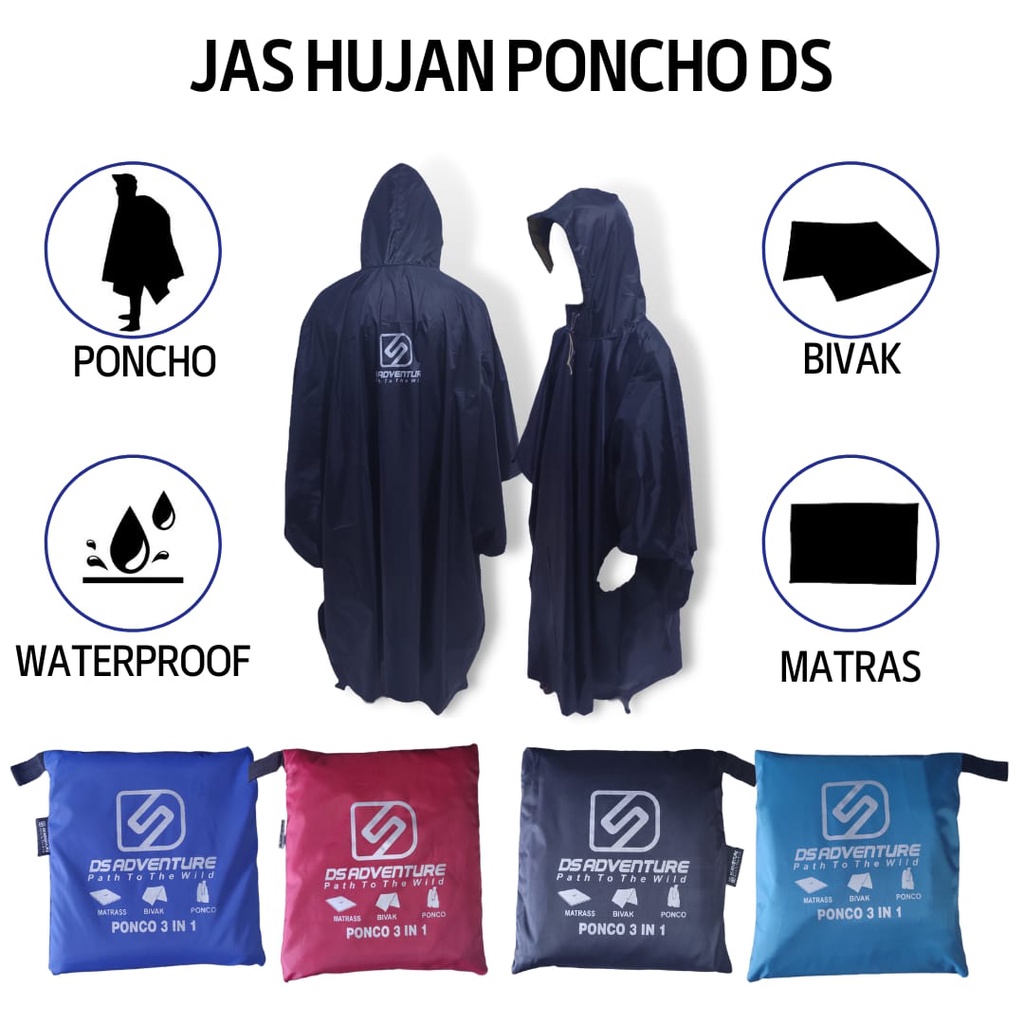 Jual Jas hujan ponco 3in1 DS ADVENTURE model kelawar/bivak alas tenda ...