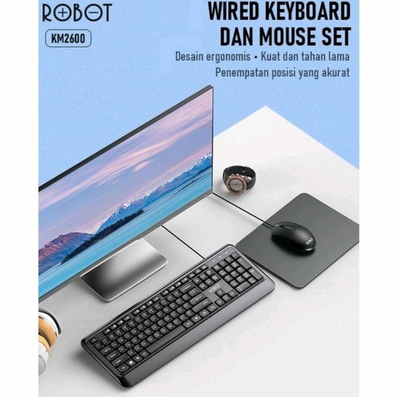 Jual Robot Km2600 Keyboard And Mouse Kabel Combo 104 Key 1200 Shopee