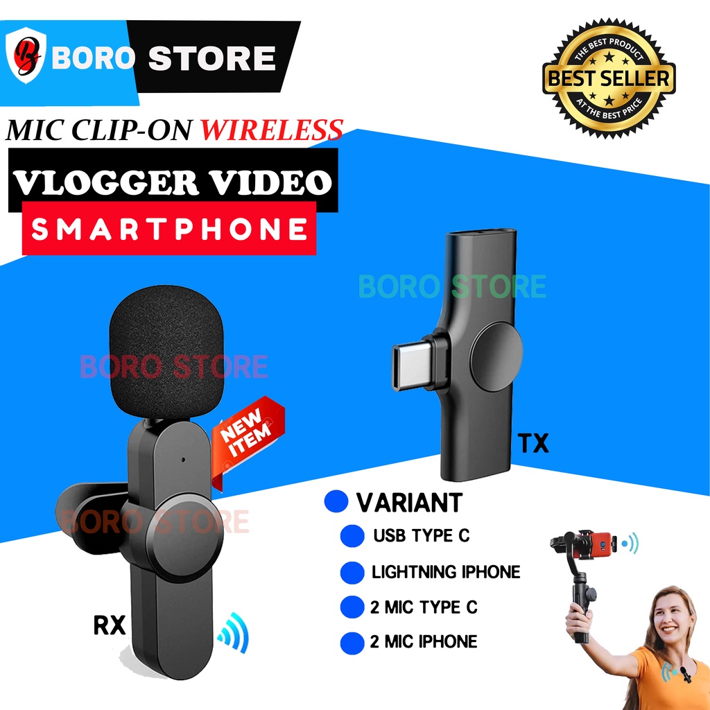 Jual Shorush MI-1 Microphone Mic Clip On Wireless 2.4Ghz UHF Condenser VLOG Youtuber Type C ...