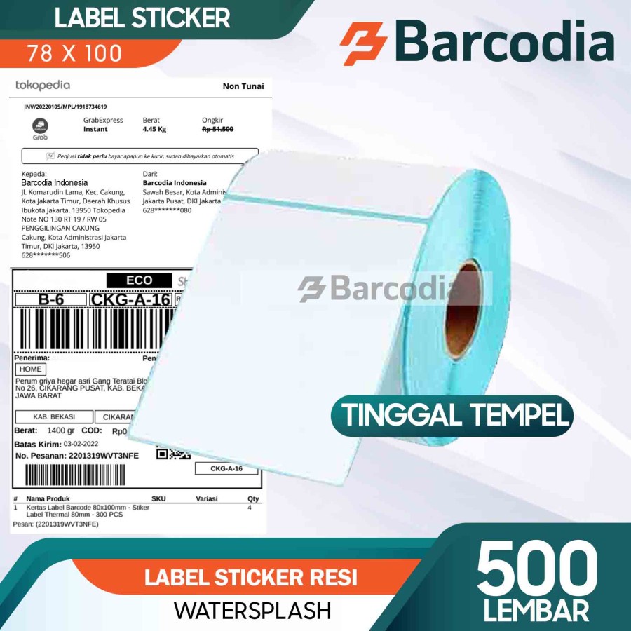 Jual LABEL STIKER DIRECT THERMAL 78X100 MM 8X10 CM 78X100MM ISI 500 PCS ...