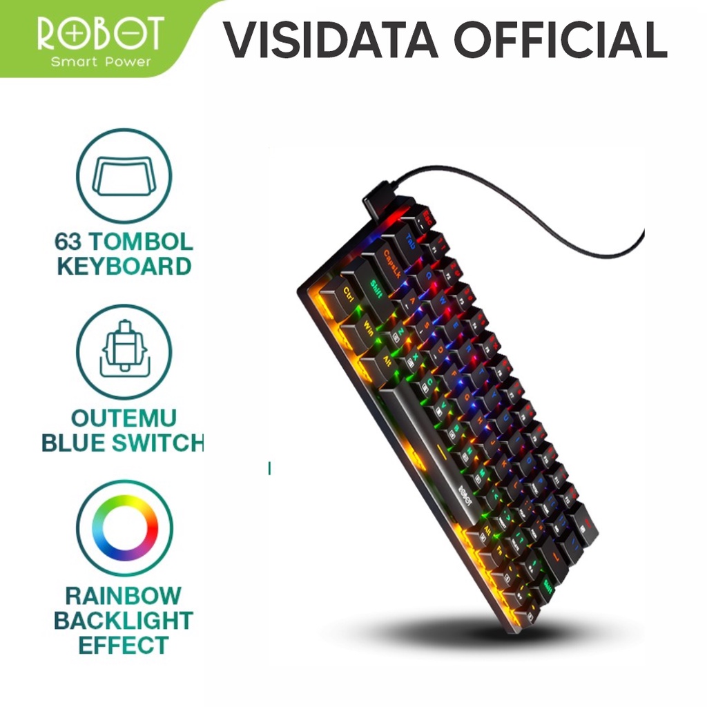 Jual ROBOT Keyboard Wired Mechanical KB20 Blue Switch Port USB-C ...