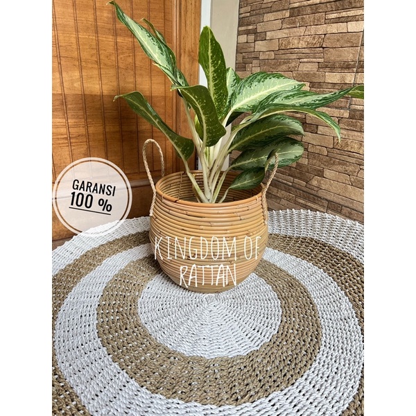 Jual cover pot rotan alami aesthetic/cover pot aesthetic/pot rotan ...