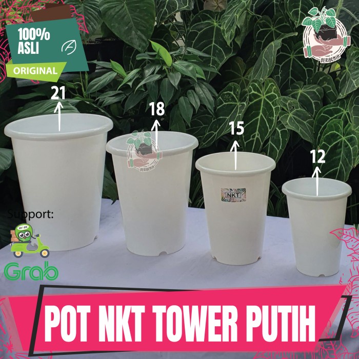 Jual Pot Tinggi NKT Tower Putih Polos Kuat Pot Plastik Tanaman Hias ...