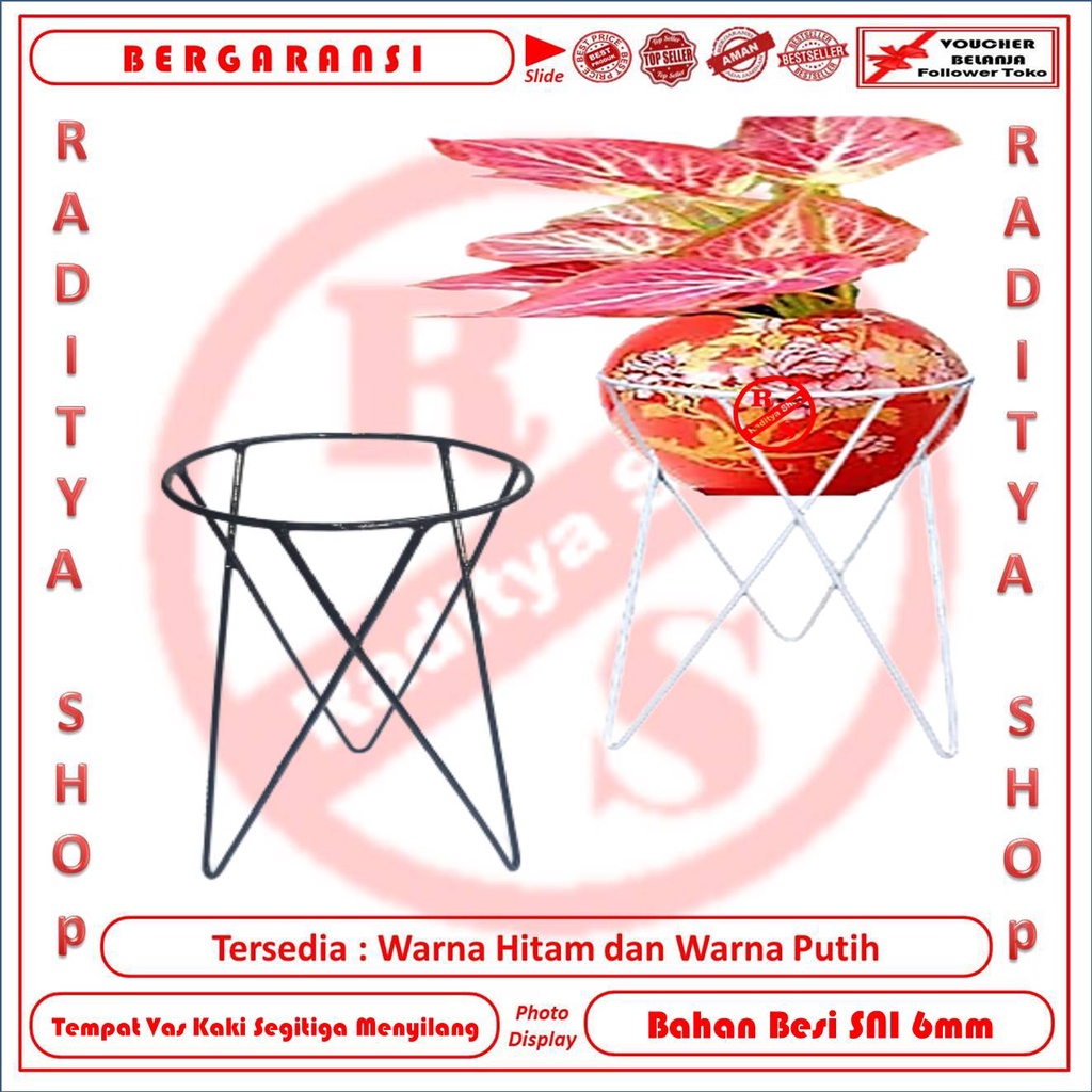 Jual Tempat Vas Kaki Segitiga Silang Ring Bulat Dari Besi | Raditya ...