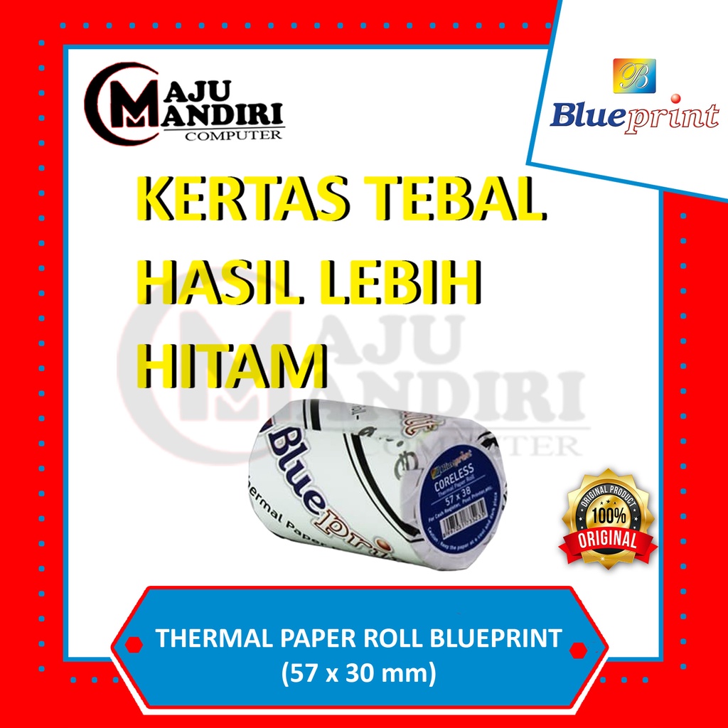 Jual THERMAL PAPER ROLL BLUEPRINT 57 x 30 mm | Shopee Indonesia