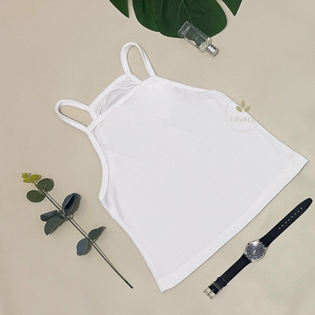 Jual CAVALU Basic Tanktop Tali Knit Tank Top Rajut Crop Tank Top 097 | Shopee Indonesia