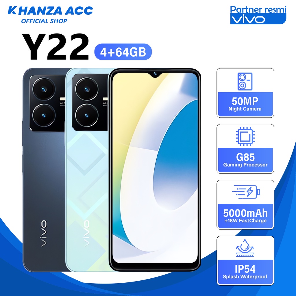 Jual Handphone VIVO Y22 (4/64) - Helio G85, 50MP Camera, Splash Waterproof, 5000mAh Battery ...