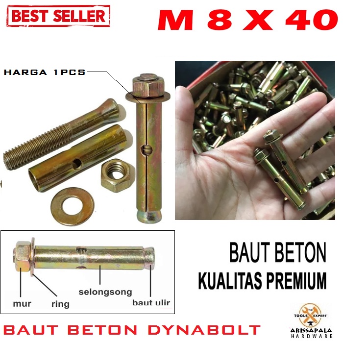 Jual Dinabol Dynabolt Baut Beton 8mm Baut Tembok Dinabolt 8 x 40 ...