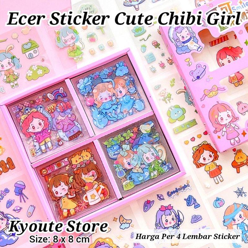Jual 4 Lembar Sticker Cute Chibi Girl Character Outfit Journal Diary ...