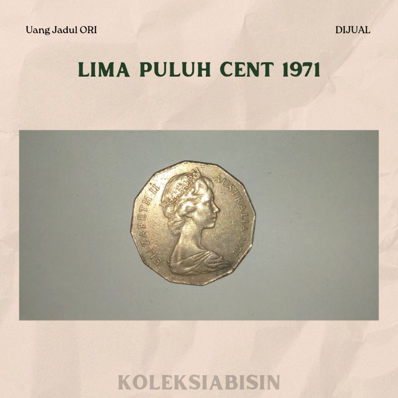 Jual Uang Jadul Lima Puluh Cent Australia 1971 | Gambar Elizabeth II | Shopee Indonesia