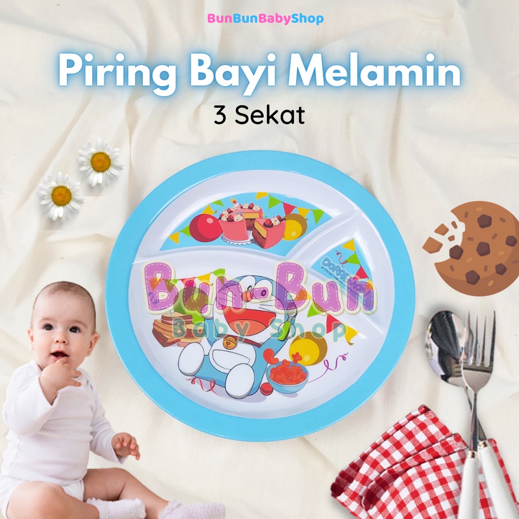 Jual Piring Makan Melamin 3 Sekat Bayi Anak Karakter Doraemon Melamine ...