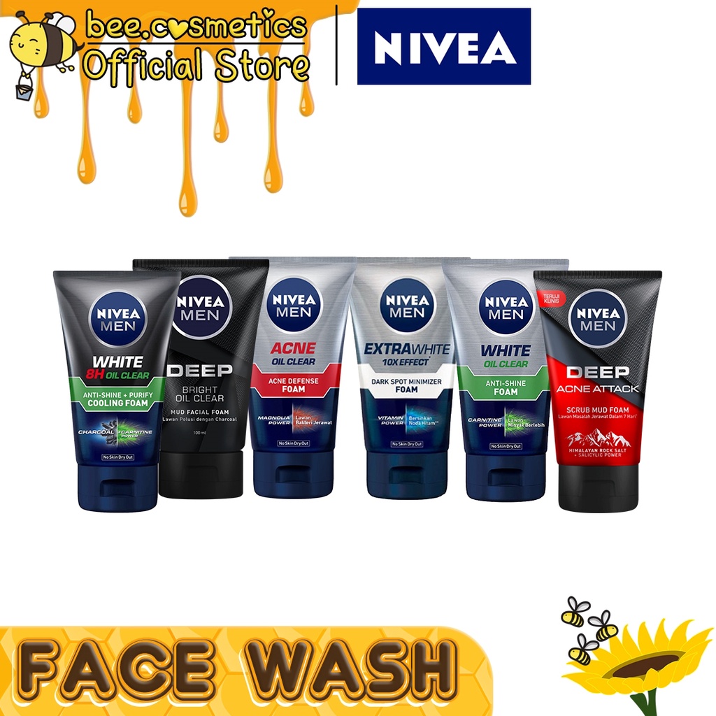 Jual NIVEA MEN FACE WASH SERIES 100ML ( BRIGHT ANTI SHINE / ACNE OIL ...