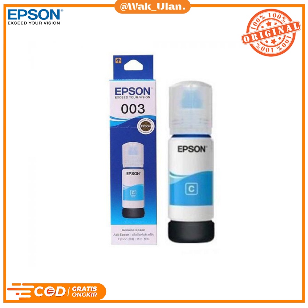 Jual Tinta Cyan Biru ink Epson 003 Original Epson L series L1110 L3110 ...