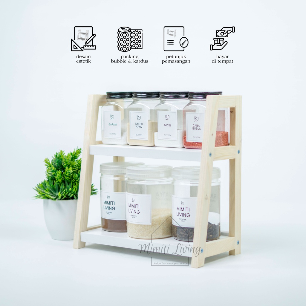 Jual Rak Bumbu Estetik / Rak Bumbu Dapur Kayu / Rak Serbaguna | Shopee ...