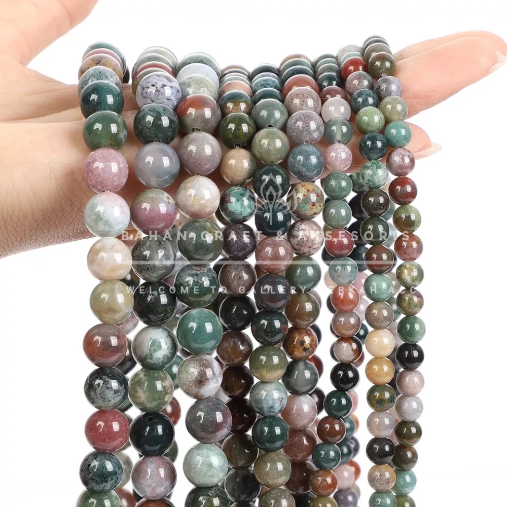 Jual Manik Manik Batu Alam Indian Agate 6/8/10 Mm Bahan Gelang Dan ...