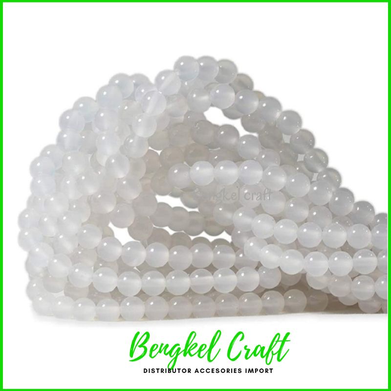 Jual Manik Batu Jade White round Kuarsa Putih 4mm 6mm 8mm 10mm | Shopee ...