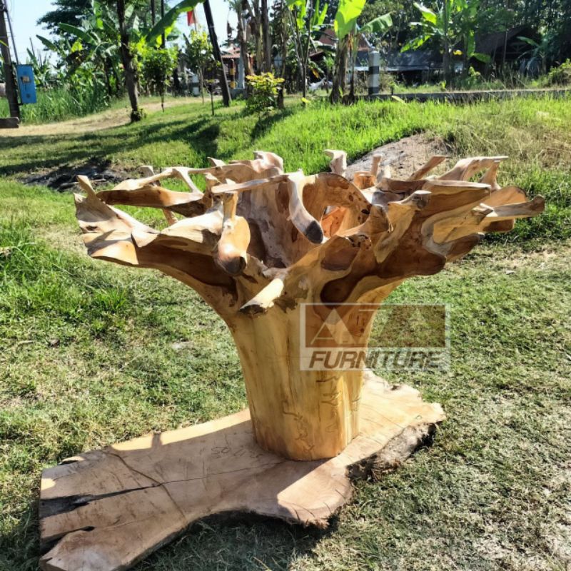 Jual Meja Makan Natural Akar Kayu Jati Ukiran Tangan | Shopee Indonesia