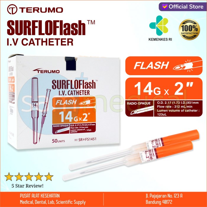 Jual Terumo Surflo Flash IV Catheter atau Jarum Infus 14G x 2in | Shopee Indonesia