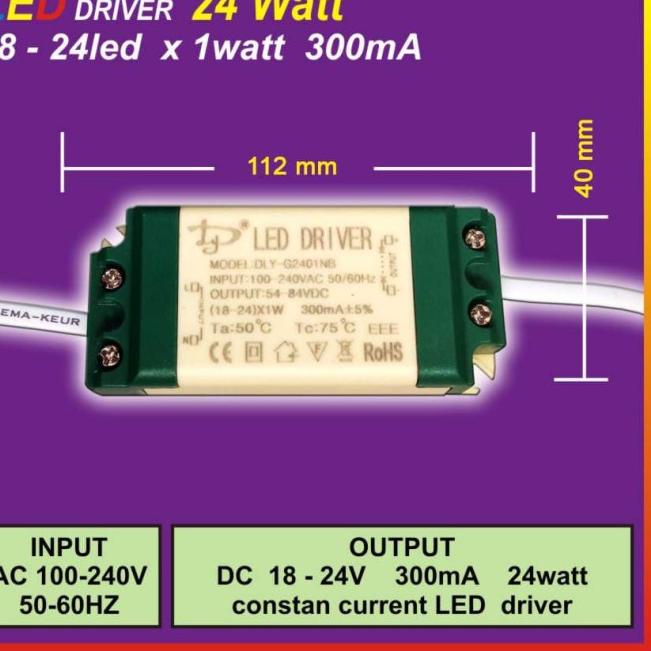 Jual Official Shop--LED Driver DLY 18-24x1 Watt 300 mA AC-DC Casing ...