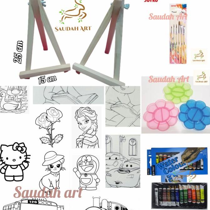 Jual Paket Lukis Sketsa Lengkap (kanvas sketsa,palet,kuas,cat air B ...