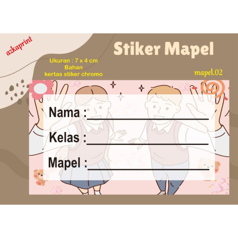 Jual CETAK STICKER MAPEL / STICKER LABEL NAMA MOTIF ANAK SEKOLAH ...