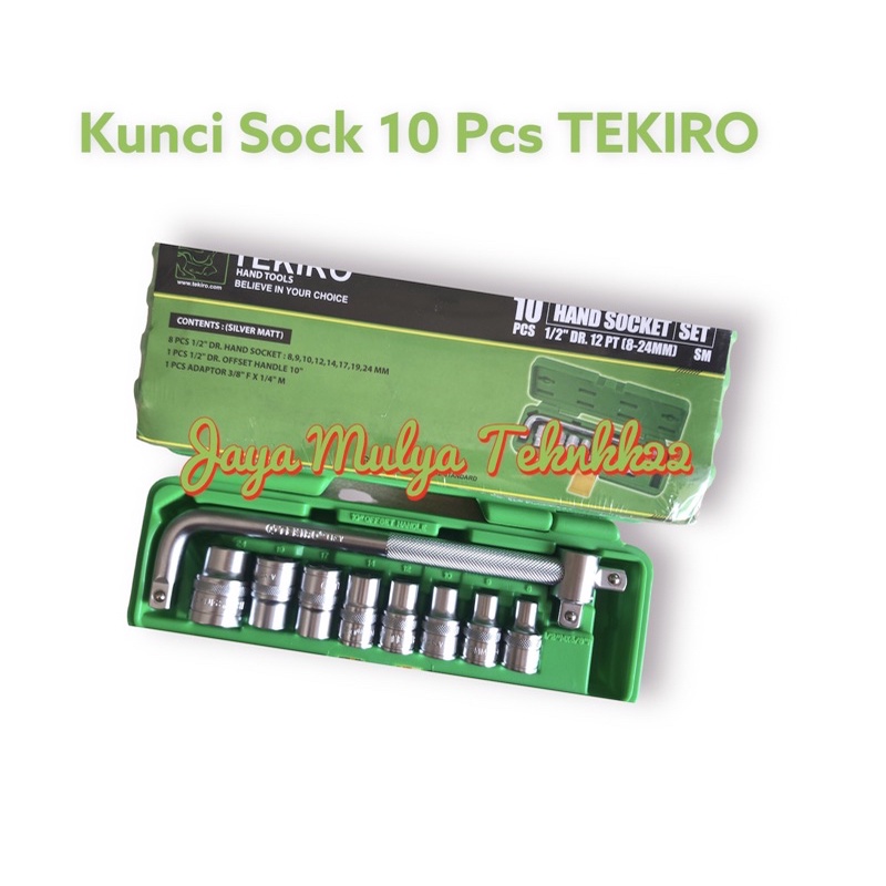 Jual TEKIRO Kunci SOCK Set 10 pcs 1/2" DR 8 - 24 mm 6 PT / 12 PT Box Plastik | Shopee Indonesia