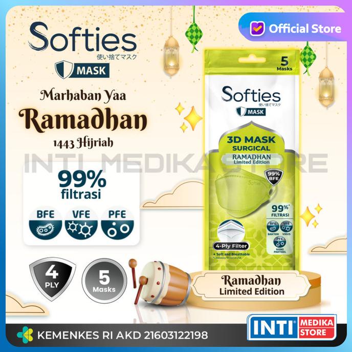 Jual SOFTIES - Masker Earloop 3D KF94 Surgical Mask 4 Ply RAMADHAN ...