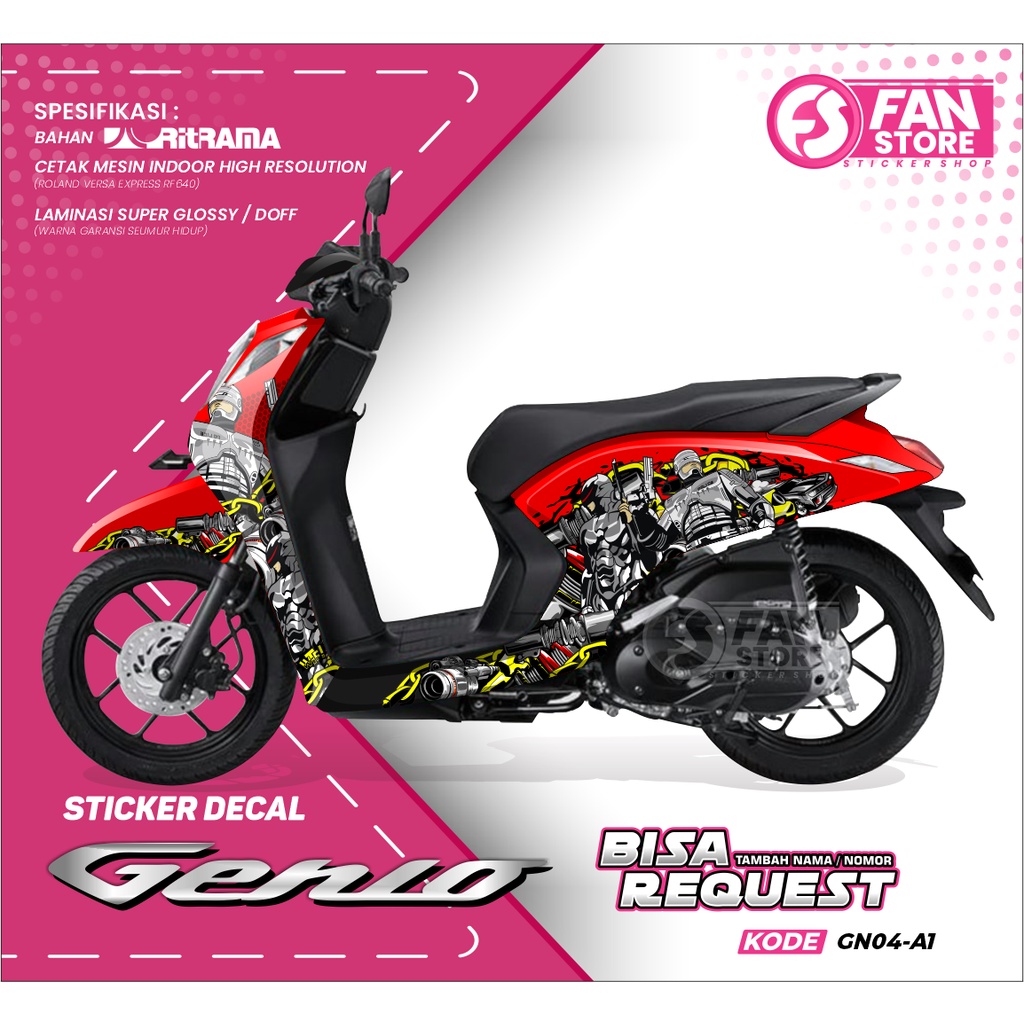 Jual Sticker Decal Honda Genio Fullbody - Decal Motor Genio Merah ...
