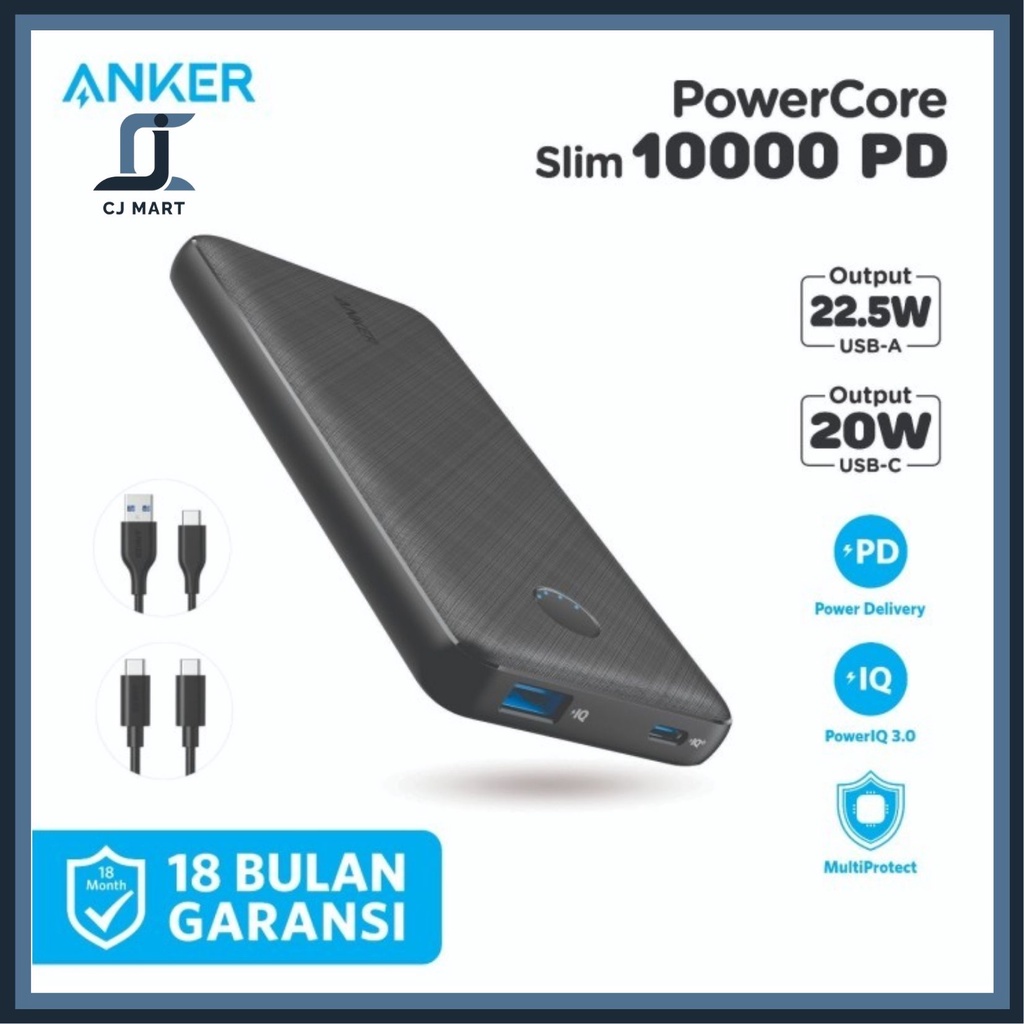 Jual Anker Power Bank PowerCore Slim 10K PD - A1245 10.000mAh | Shopee ...