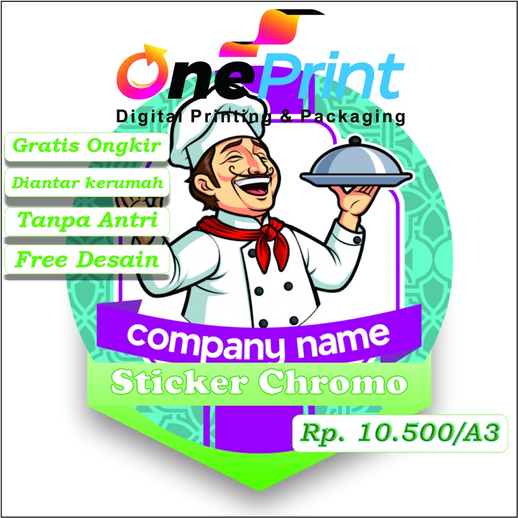 Jual Sticker Chromo Custom Free Desain Cocok Untuk Catering, Kue Kering ...