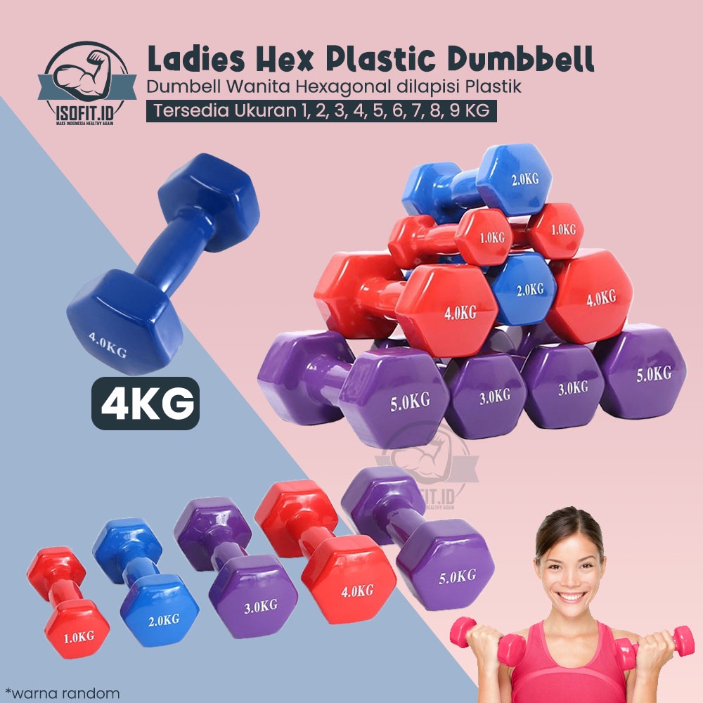 Jual Isofit.id Ladies Hexagonal Plastic Dumbell / Barbel Hexagonal ...