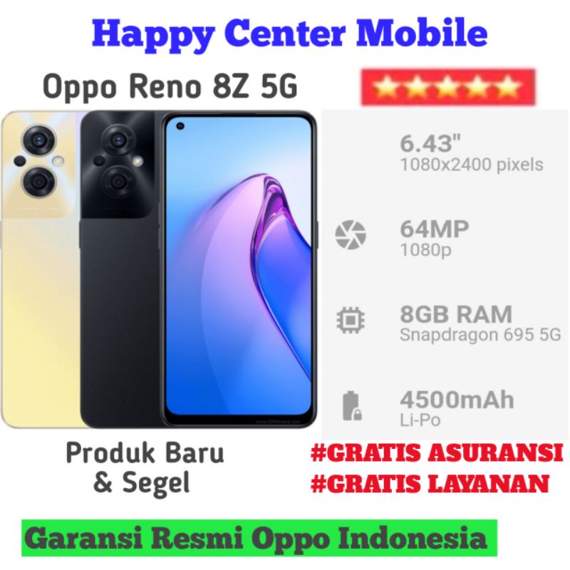 Jual OPPO RENO 8Z 5G [8GB+5G]+128GB GARANSI RESMI | Shopee Indonesia