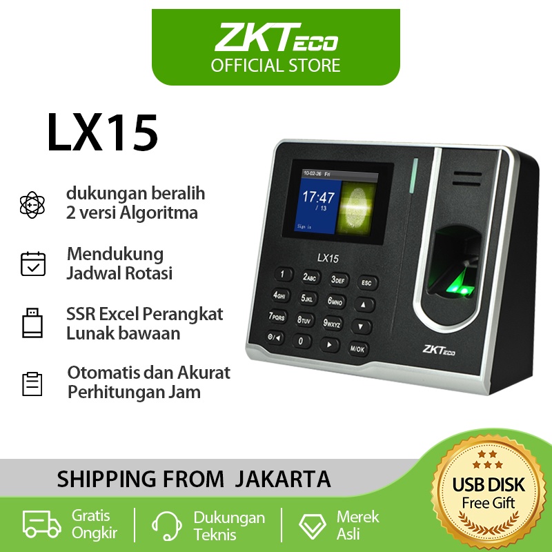 Jual ZKTeco Mesin Absen Sidik Jari LX15 Bahasa Indonesia Finger print ...