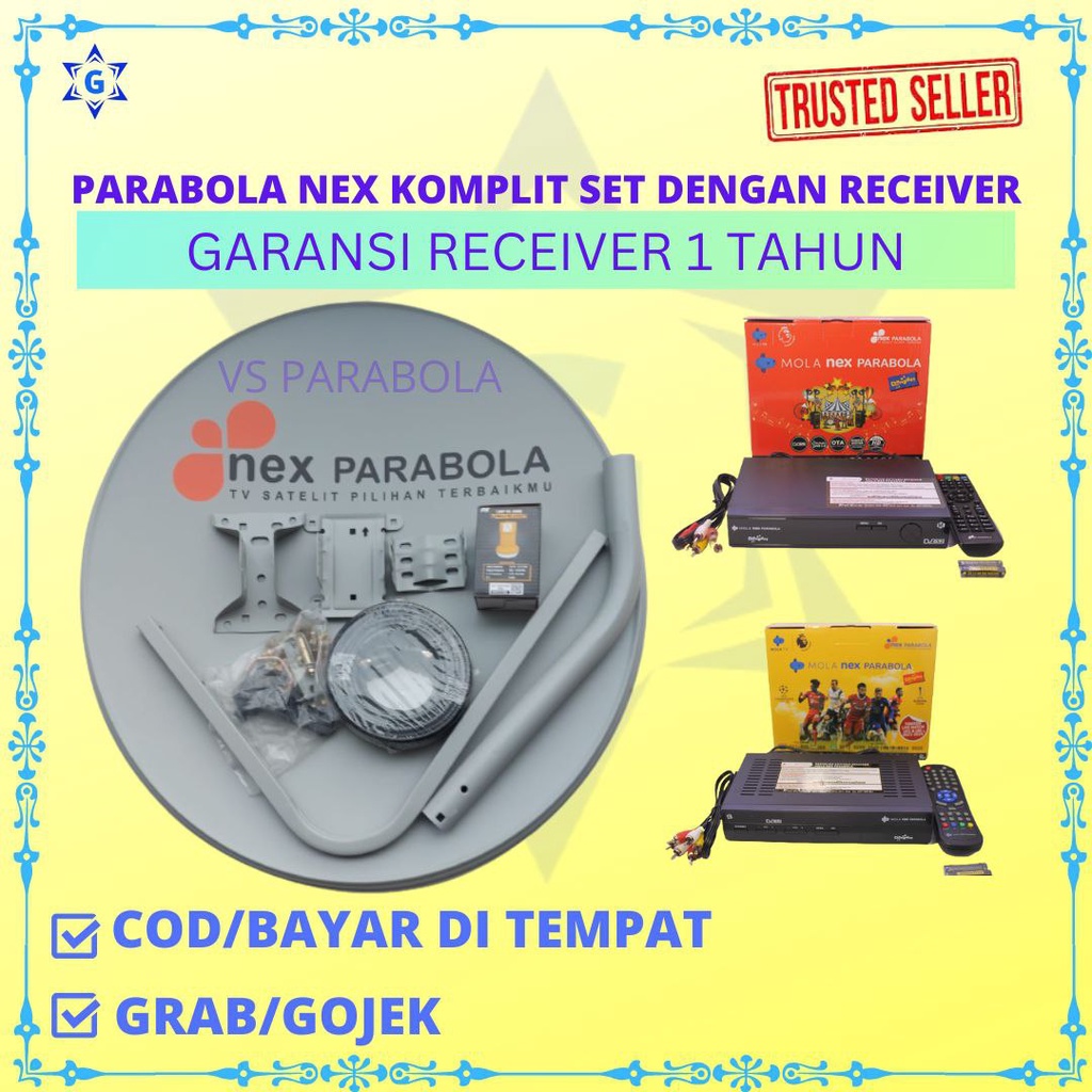 Jual PARABOLA NEX ANTENA KUBAND 60 CM ABU2/HIJAU SOLID KOMPLIT RECEIVER ...