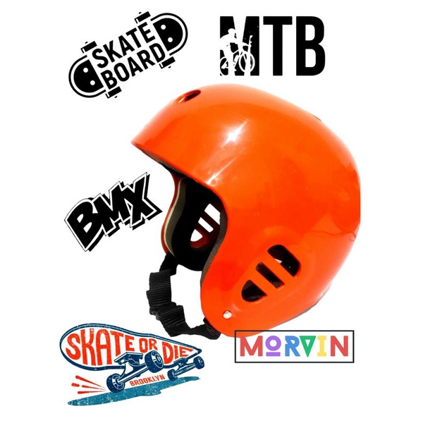 Jual HELM SEPEDA ANAK BMX SKATEBOARD MTB POLOS (ORANGE) | Shopee Indonesia