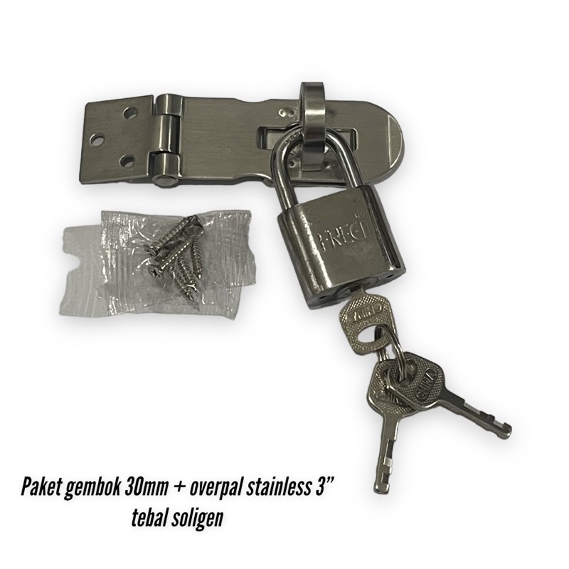 Jual Paket gembok nekel 30mm + overpal stainless Medium soligen ...