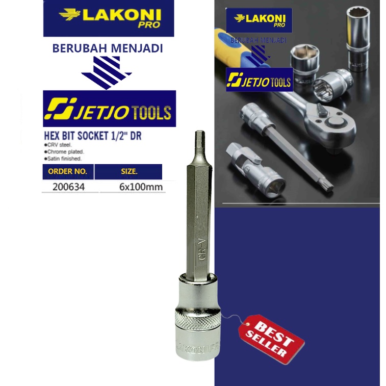 Jual Kunci L Socket / Hex Bit Socket 1/2" Ukuran 6 x 100mm lakoni pro ...