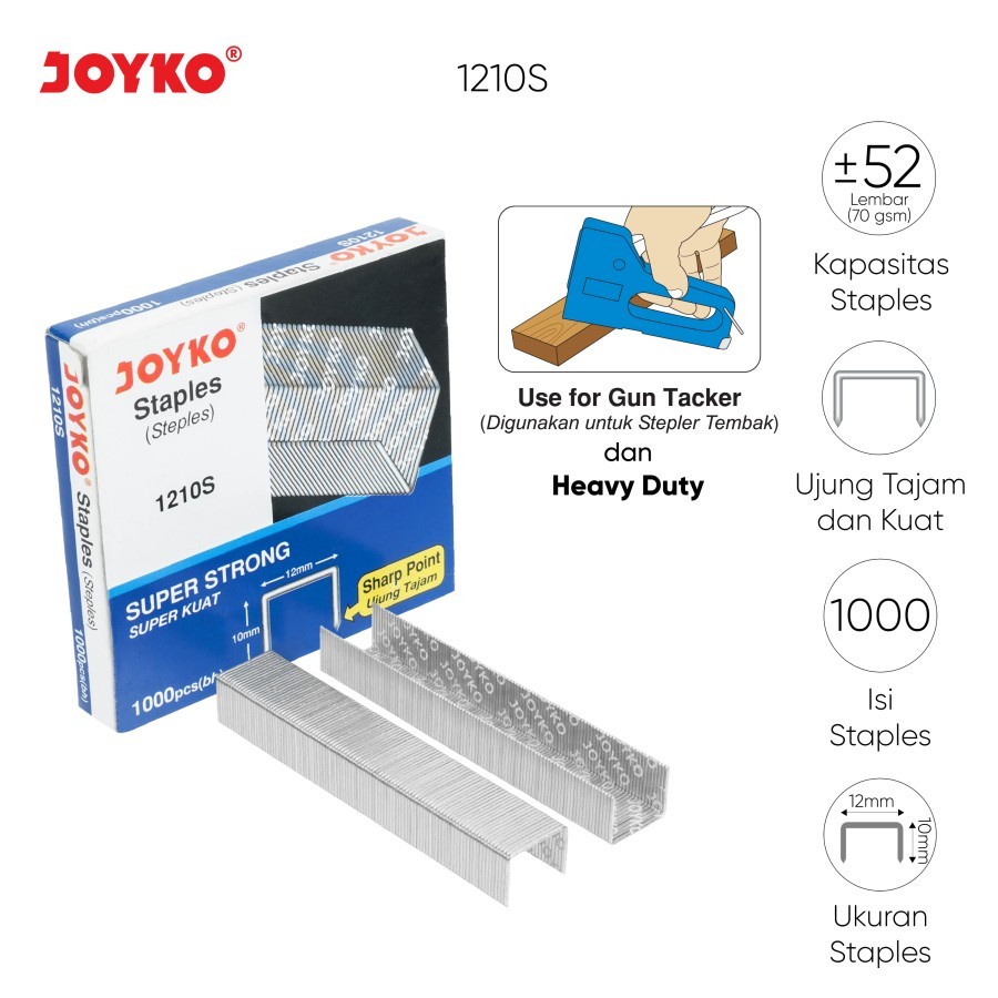 Jual HEAVY DUTY STAPLES 1210S 1213S ISI STAPLER REFILL STAPLER JOYKO ...