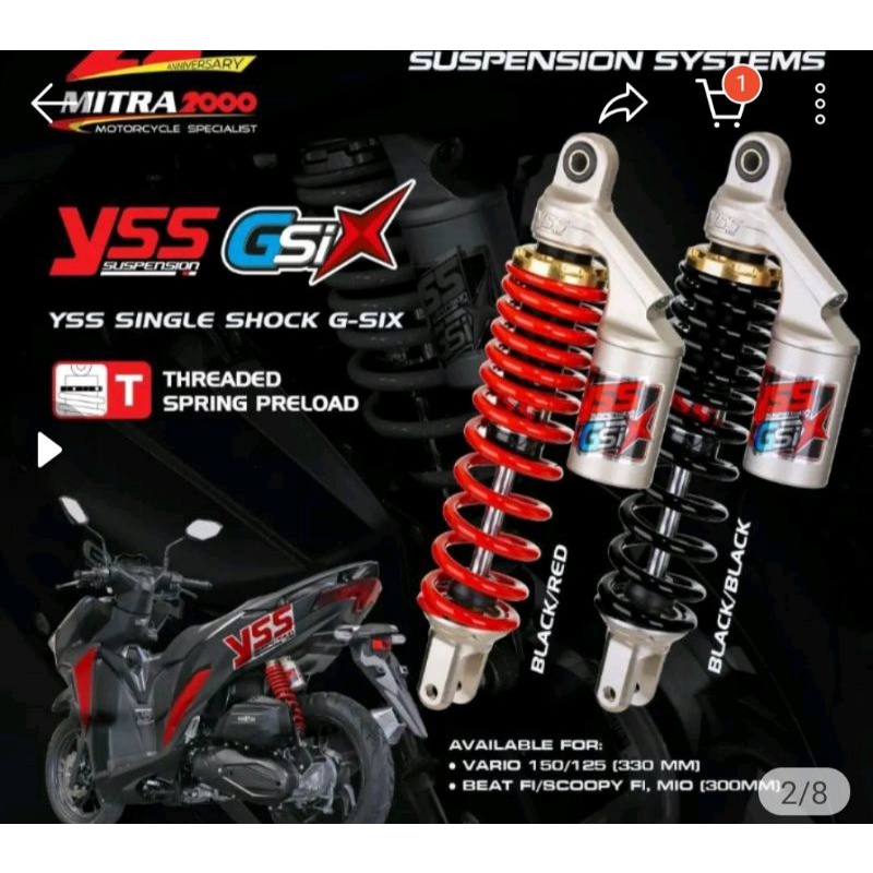 Jual Shock Skok YSS G SIX Vario 125 150 New 330MM Beat Mio Scoopy Fi ...