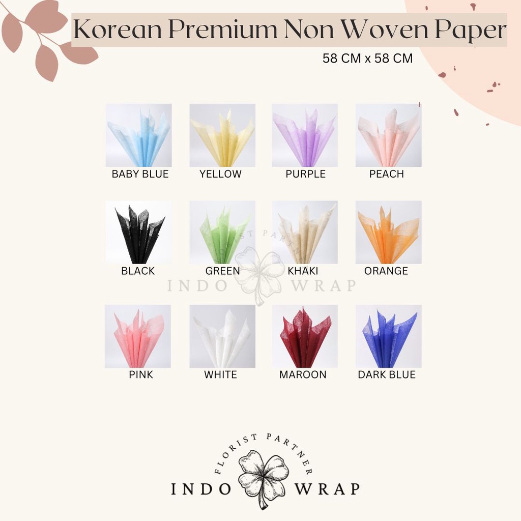Jual [15 LEMBAR] KERTAS FLOWER WRAPPING KOREAN PREMIUM NON WOVEN PAPER ...