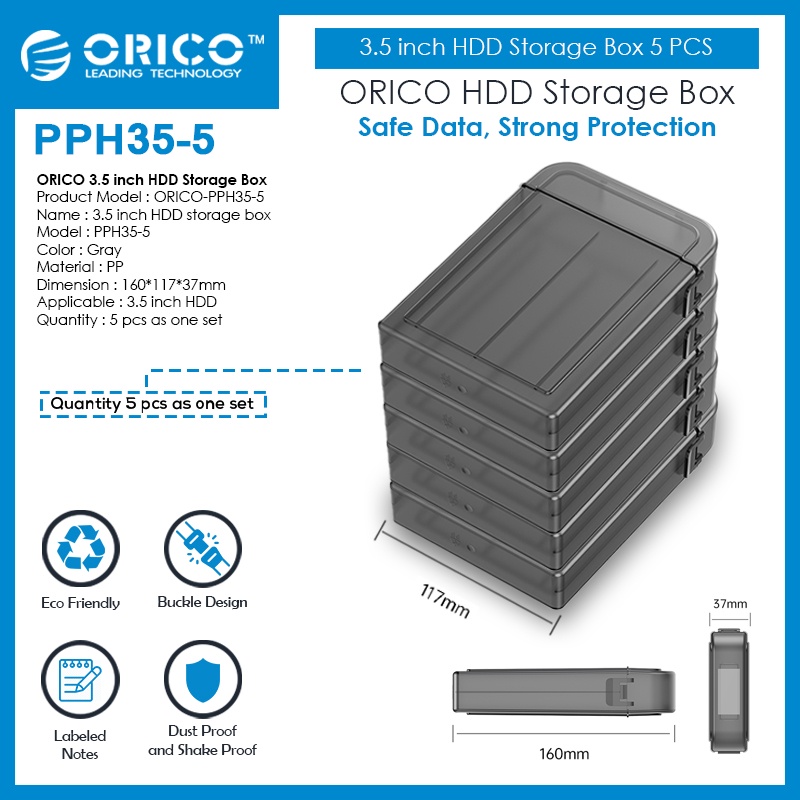 Jual ORICO 3.5 inch HDD storage box 5 PCS - PPH35-5 | Shopee Indonesia