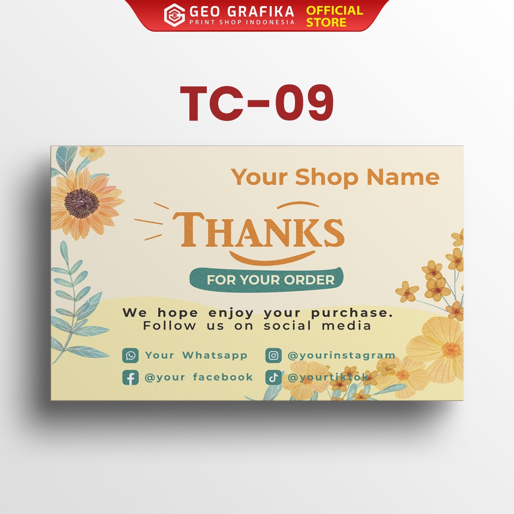 Jual Thank You Card / Kartu Ucapan Terima Kasih Aesthetic Online Shop Custom Free Desain - Geo ...