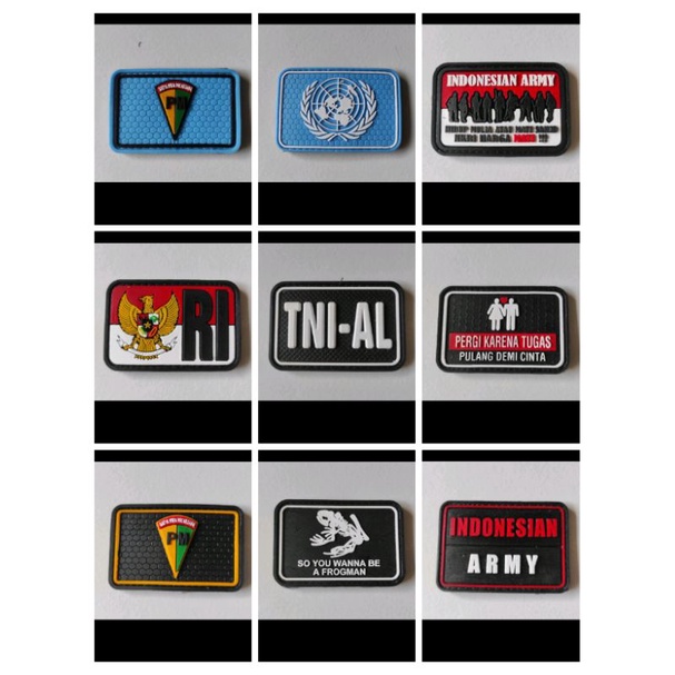 Jual patchrubber logo TNI AD/bendera Indonesia tempelan karet velcro ...