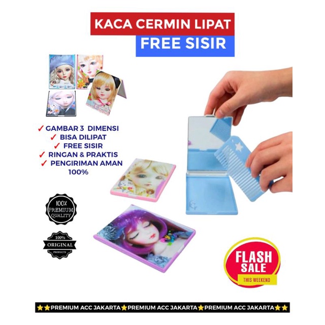 Jual Cermin Kaca Rias Model Lipat 3D Barbie Cermin Kaca Makeup / Kaca ...