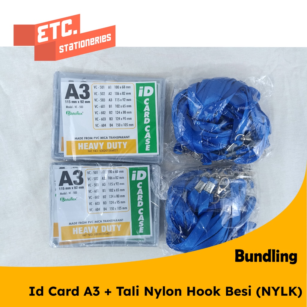 Jual Paket Bundling Id Card A3 + Tali Nylon Hook Besi (NYLK) | Shopee ...