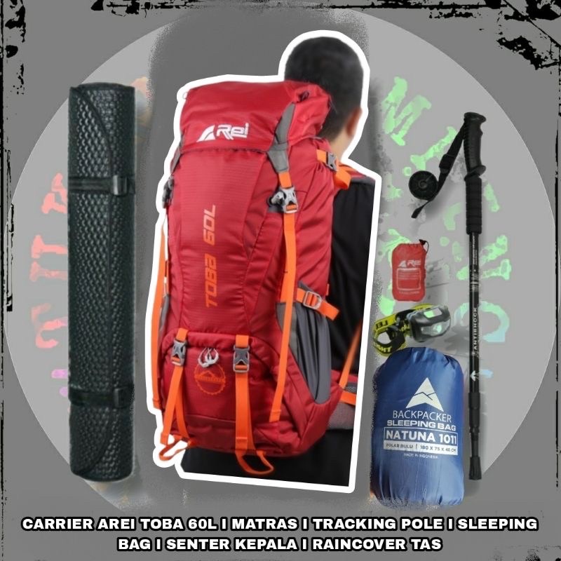 Jual Paket Tas Gunung keril Carrier rei Atmos 60 Liter / Rei Arei Atmos 60L Carrier Tas Gunung ...