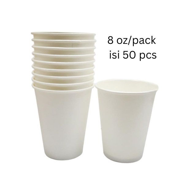 Jual Paper Cup Polos 8 oz 1 Pak Isi 50 - Gelas Kertas Kopi Polos | Shopee Indonesia