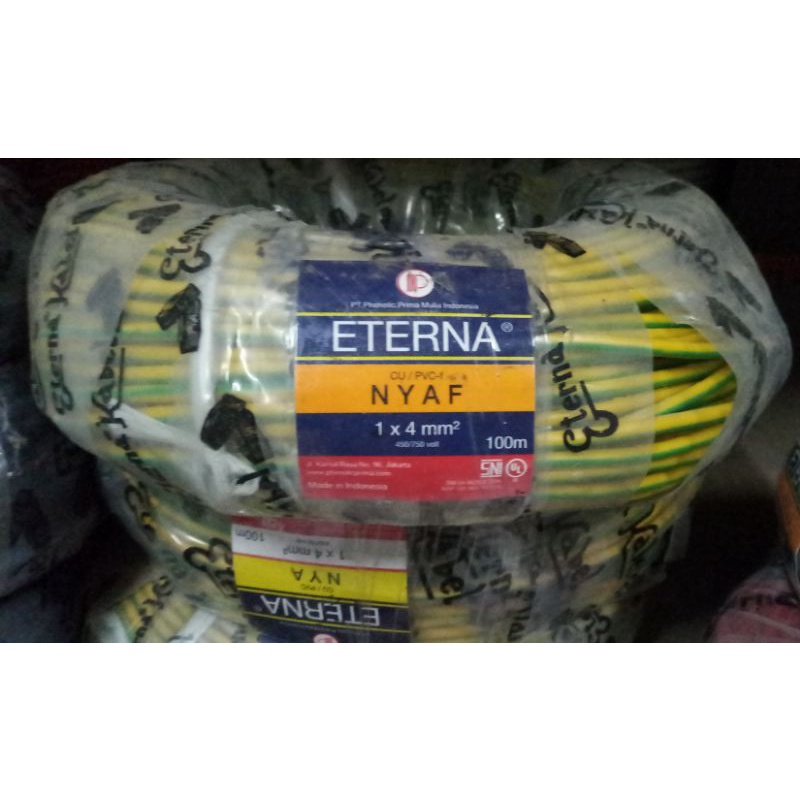 Jual Eterna Kabel Listrik Serabut Tembaga NYAF 4 mm / 4mm 100meter - Kuning | Shopee Indonesia
